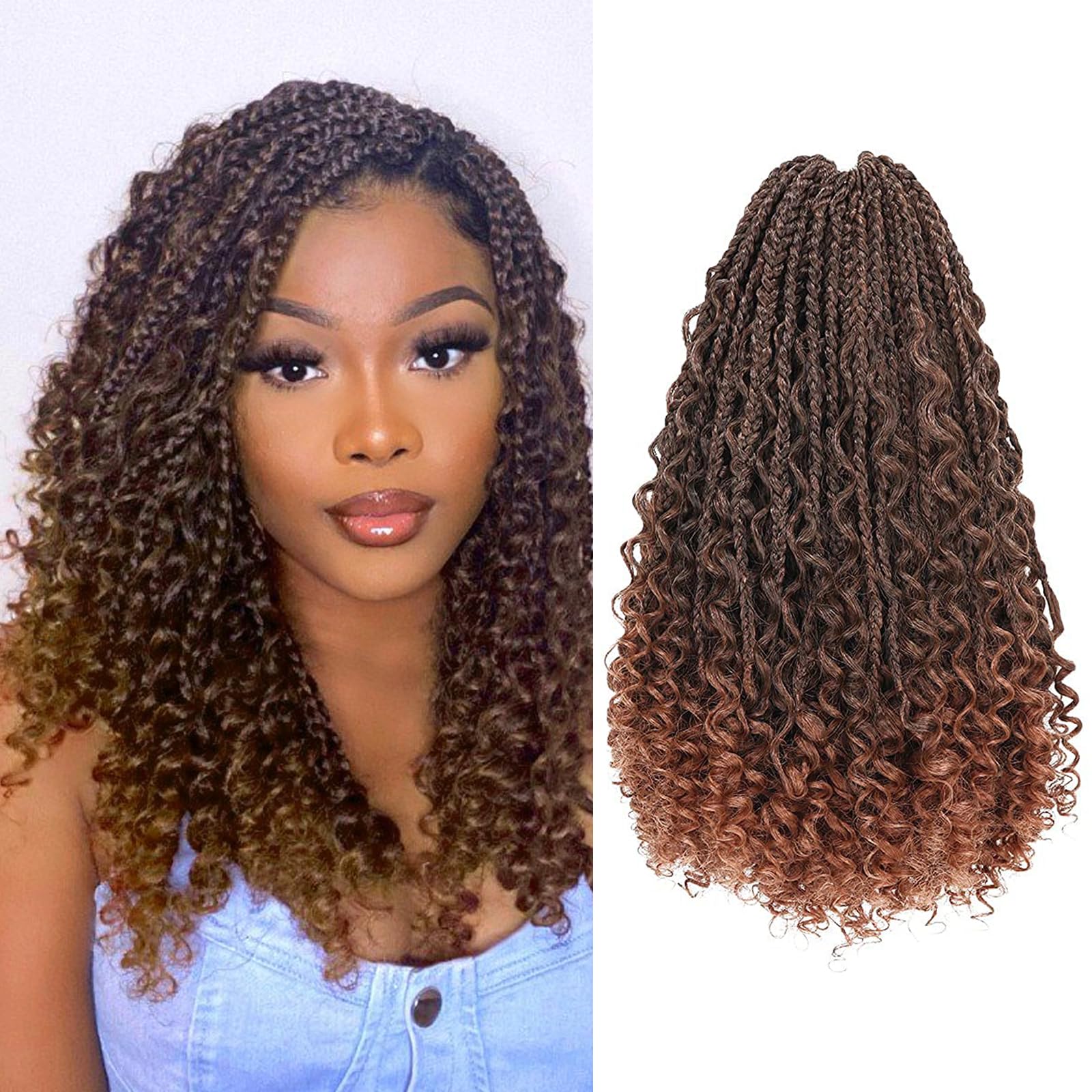 ToyoTress Boho Box Braids Crochet Hair - 16 Inch 8 Packs Ombre Brown ...