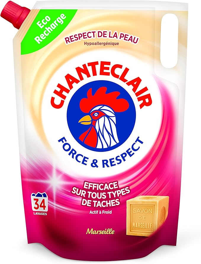CHANTECLAIR Lessive Doypack Marseille 34 Lavages 1,870 L - Lot de 2 ...