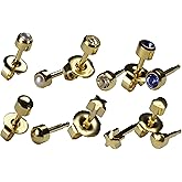 Amazon.com: LONG POST Ear Piercing Earrings Gold 4mm Round Ball Studs ...