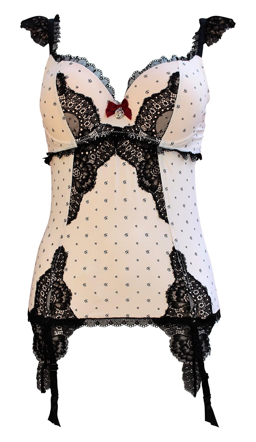 Loving Beauty Sexy Black Beige Basque Underwired Cups Suspenders ...