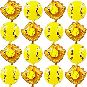 Amazon.com: 16 Pieces Softball Mylar Party Balloons 18 Inch Ball 20 ...