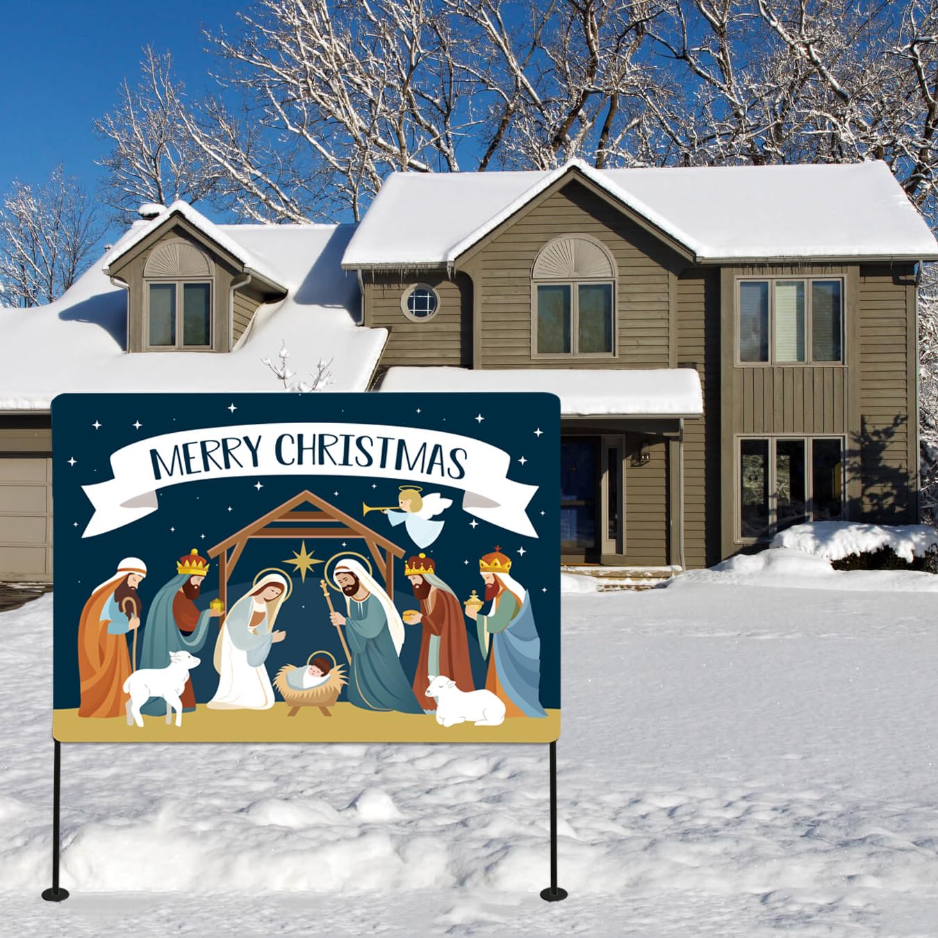 Christmas Decorations Outdoor Yard Nativity Scene Yard Sign reversible ...