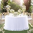 Amazon.com: Tao-Ge White Tulle Round Table Cloth for 48 Inch Round ...