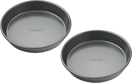 Prestige Steel 20cm Shallow Round Cake Tin Twin Pack - Grey, Set of 2 ...