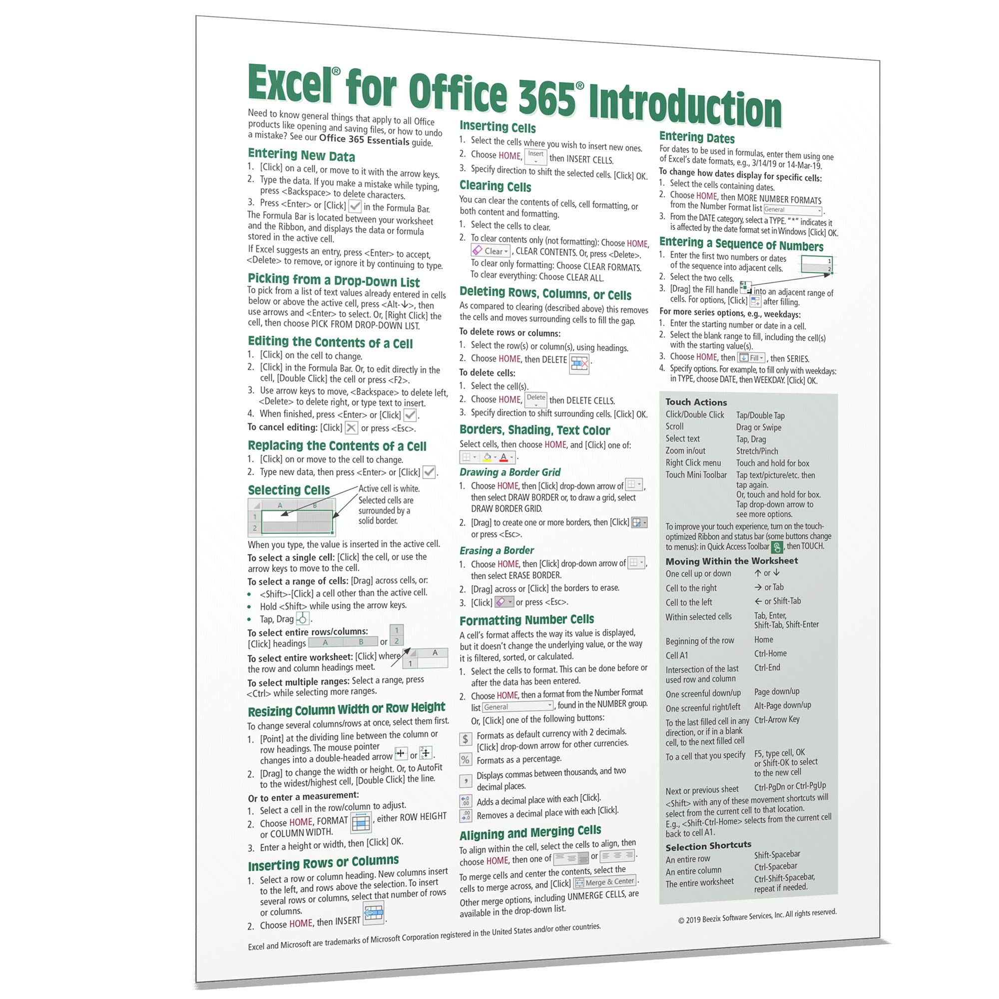 Mua Excel for Microsoft 365 (Office 365) Introduction Quick Reference Guide - Windows Version ...
