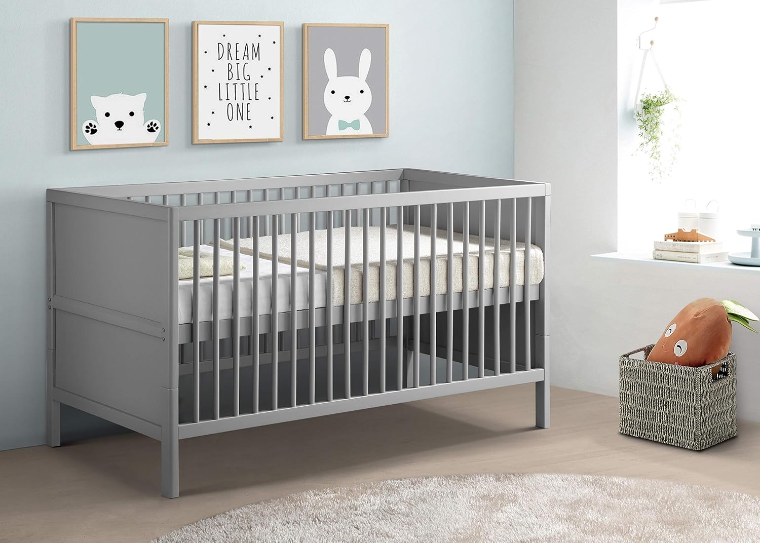 Babylo Westland cot Bed, converts to Toddler First Bed, Grey – BigaMart