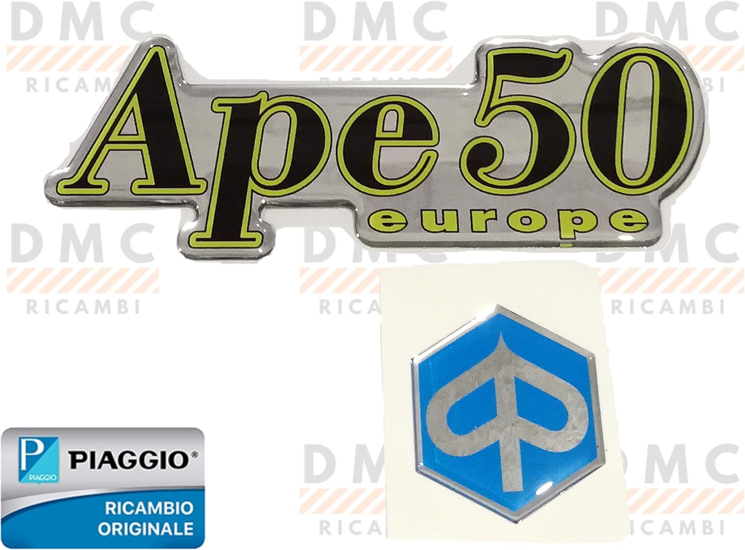 Set mit 2 Emblemen für vorne Piaggio Ape 50 Original Piaggio 264089 ...