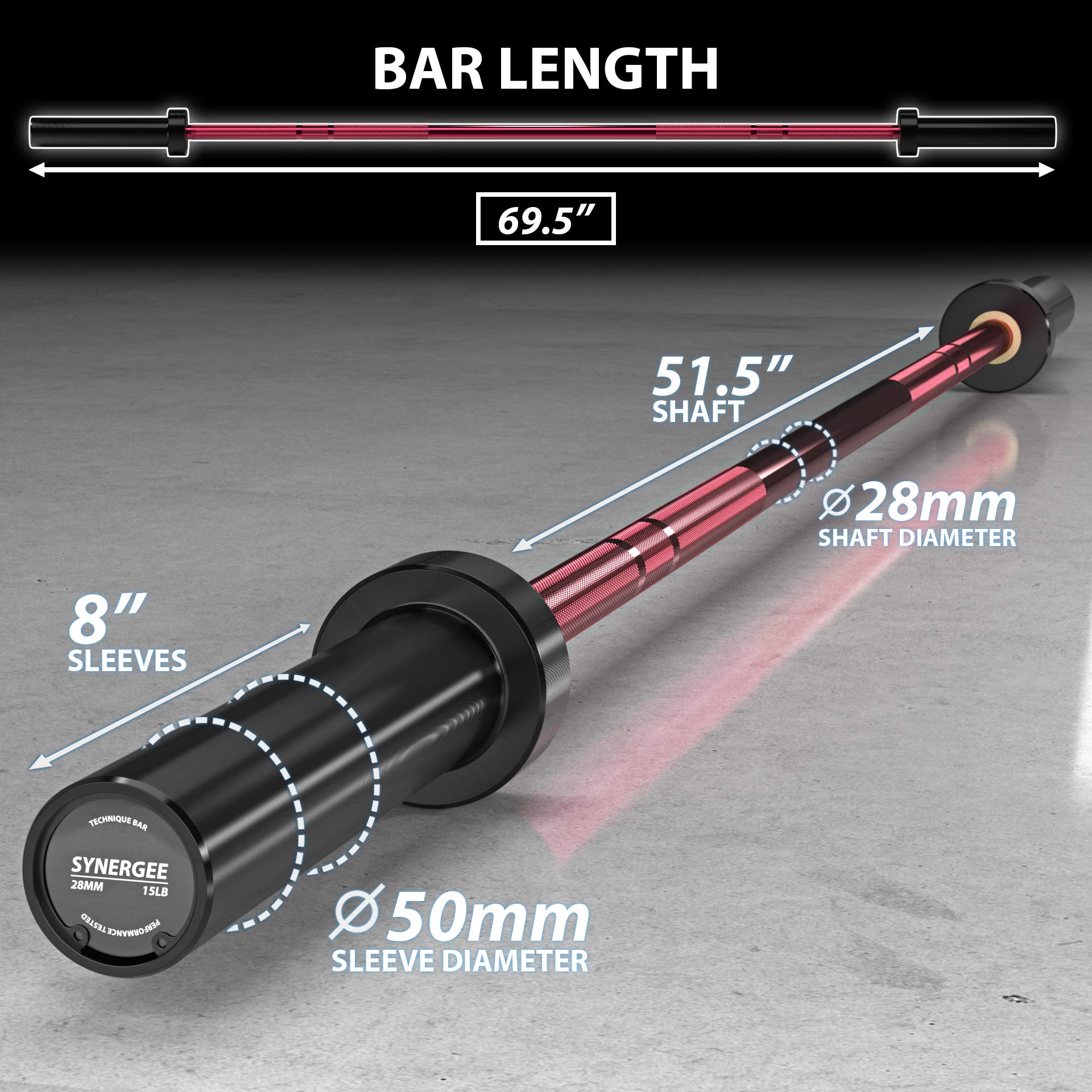 Mua Synergee 15lb Technique Barbell Aluminum Bar for Form & Technique ...
