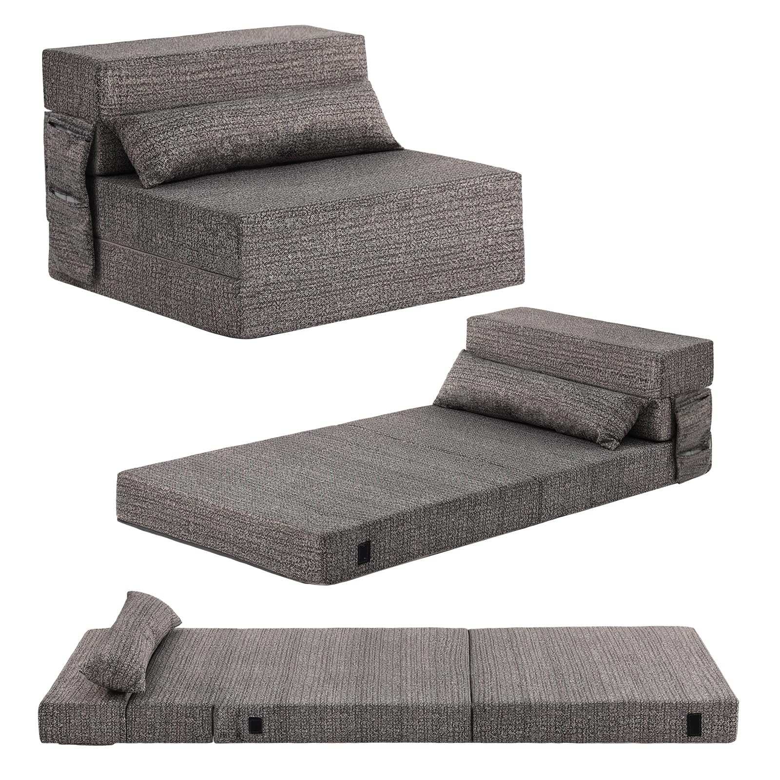 Tiita Futon Couch Chair, Single Size, Folding Sofa Bed Couch with ...