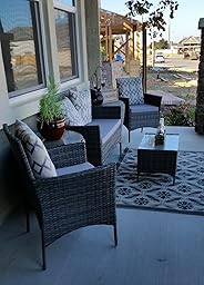 Amazon.com : Modern Outdoor Garden, Patio 4 Piece Seat - Grey, Dark ...