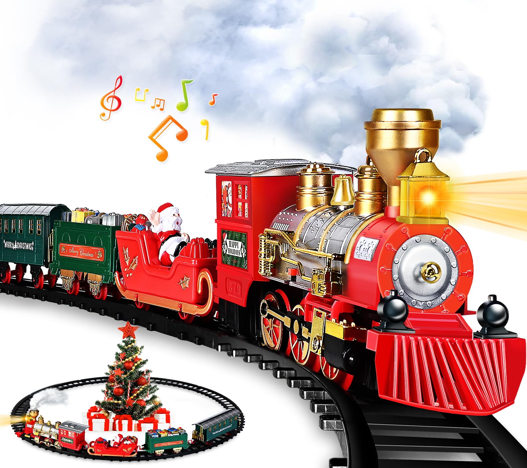 SpringFlower Christmas Train Set, Train Under Christmas Tree, Electric ...