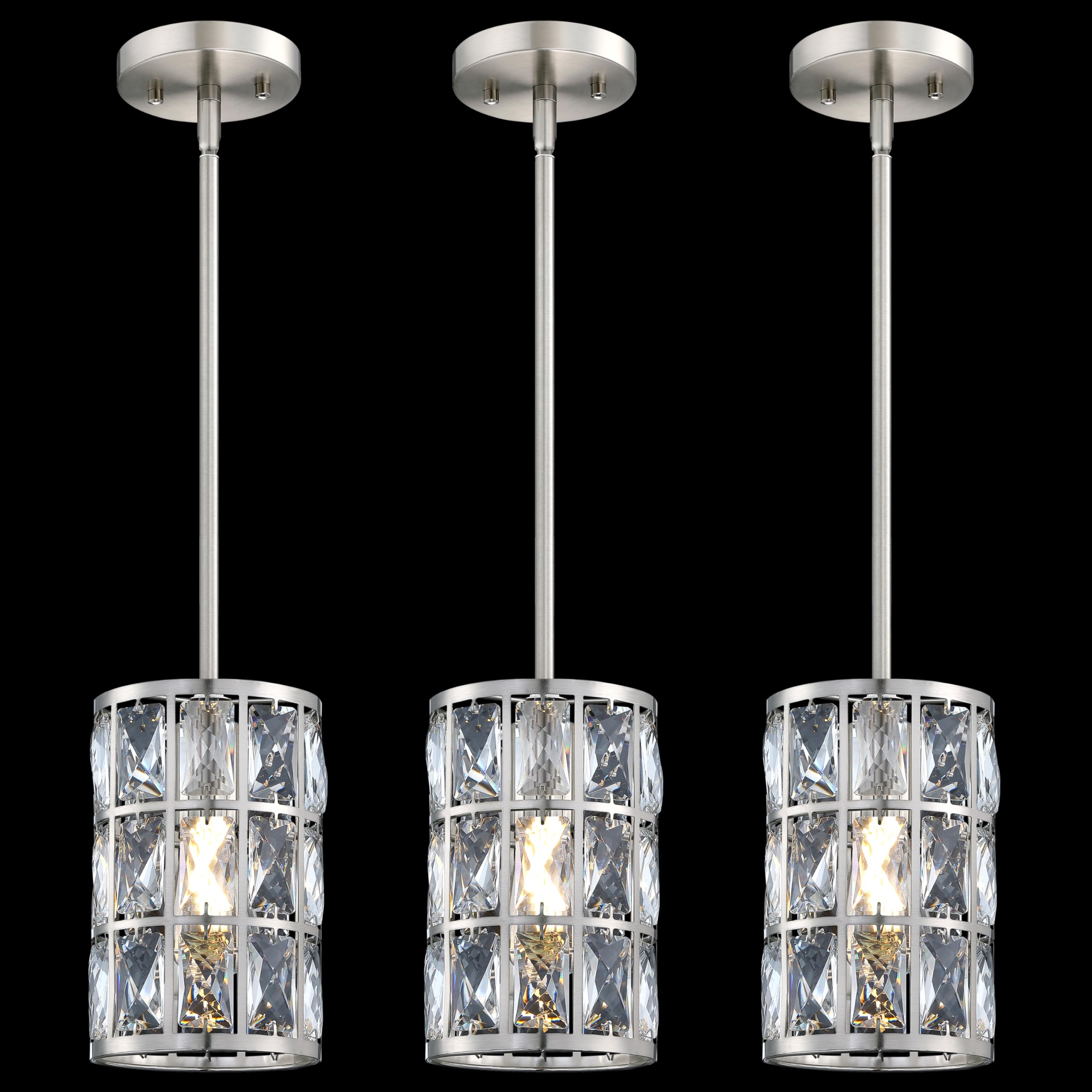 3 Pack 1 Light Hanging Modern Kitchen Island Crystal Pendant Light ...