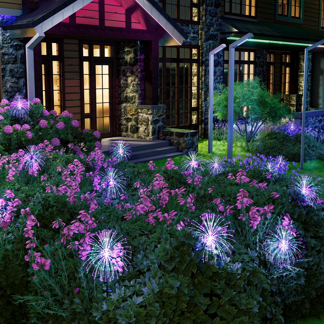 Upgrade Solar Garden Firework Lights Outdoor Decor Weatherproof 2 Pack ...