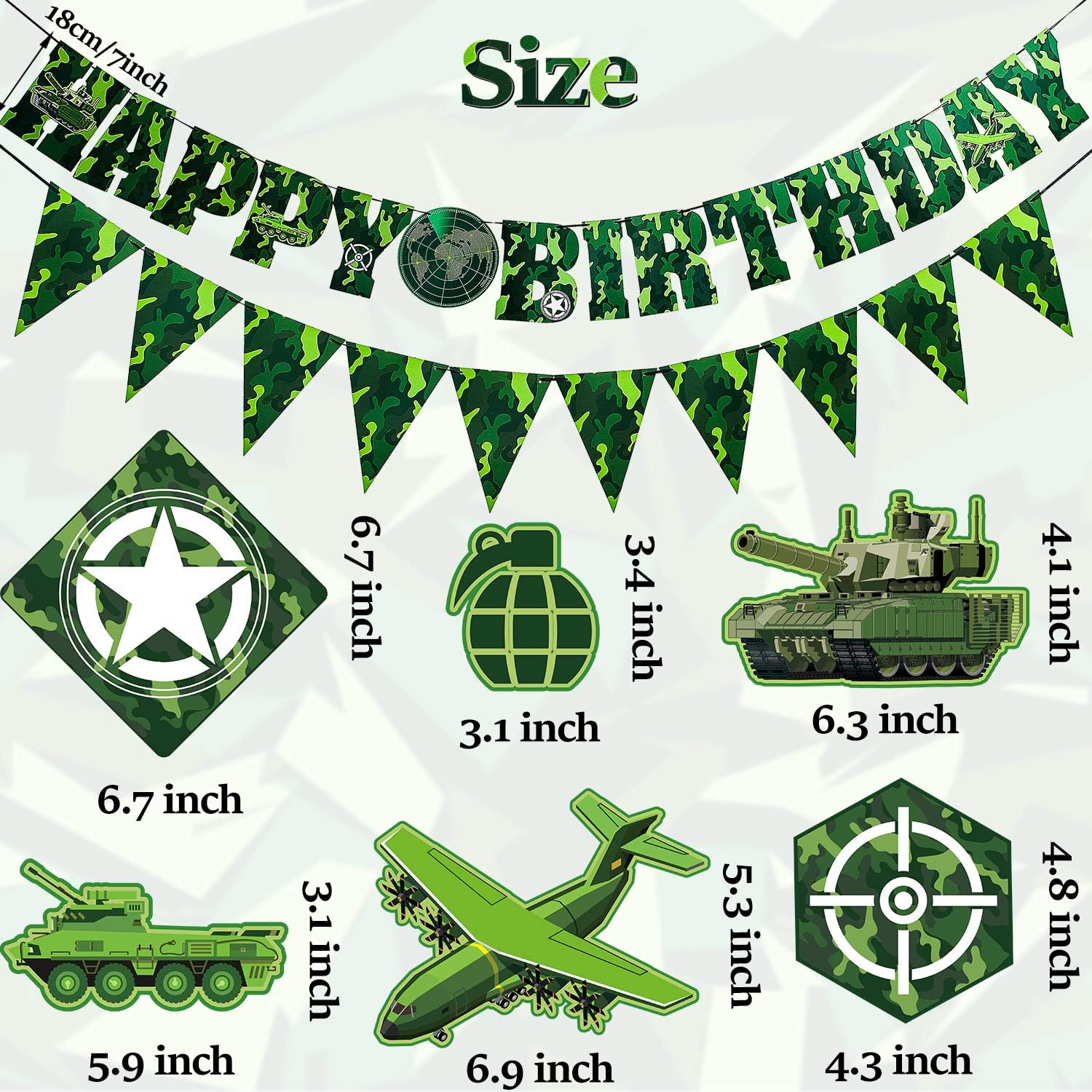 14 Pieces Camouflage Banner Army Birthday Decorations Camo Birthday ...