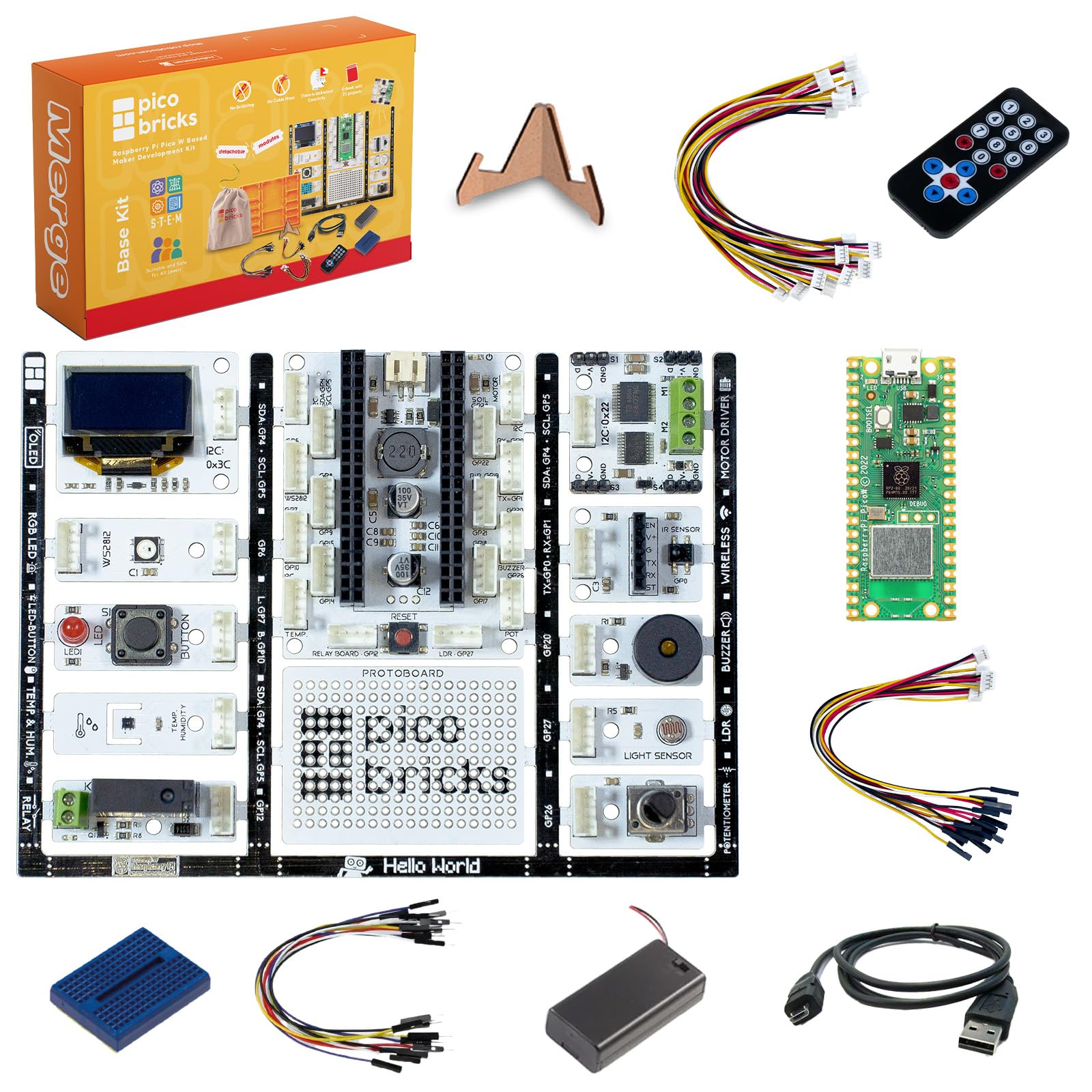 Picobricks Raspberry Pi Pico W Starter Kit With 12 Detachable Sensors ...