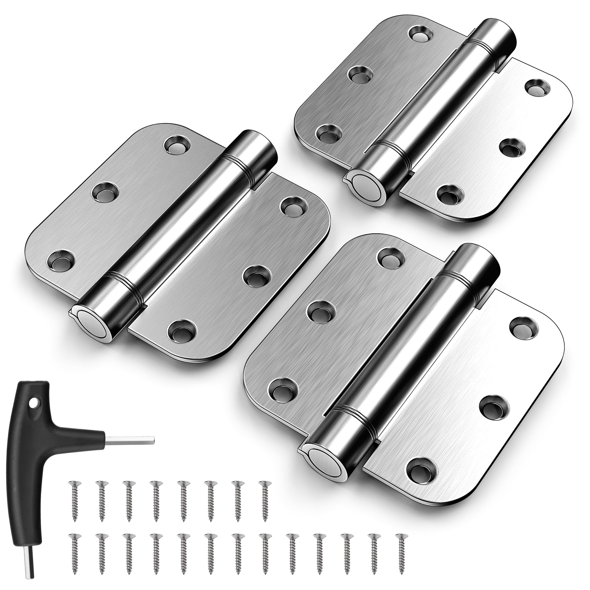 KOLET Self Closing Door Hinges, 3.5 x 3.5 Inches Door Hinges with Auto ...