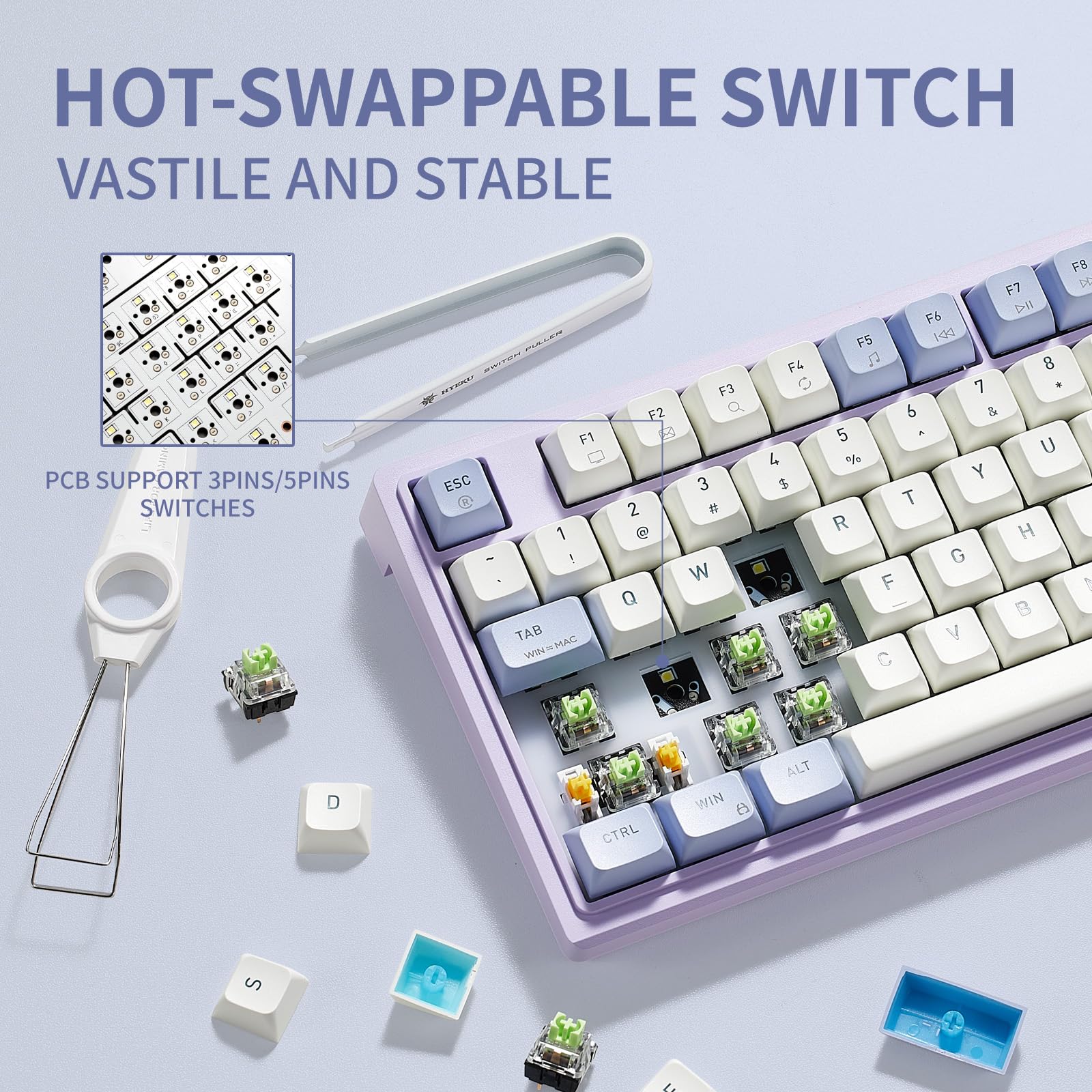 Mua Purple Rain M2 Wired Mechanical Keyboard 83 Keys, TKL Hot Swappable ...