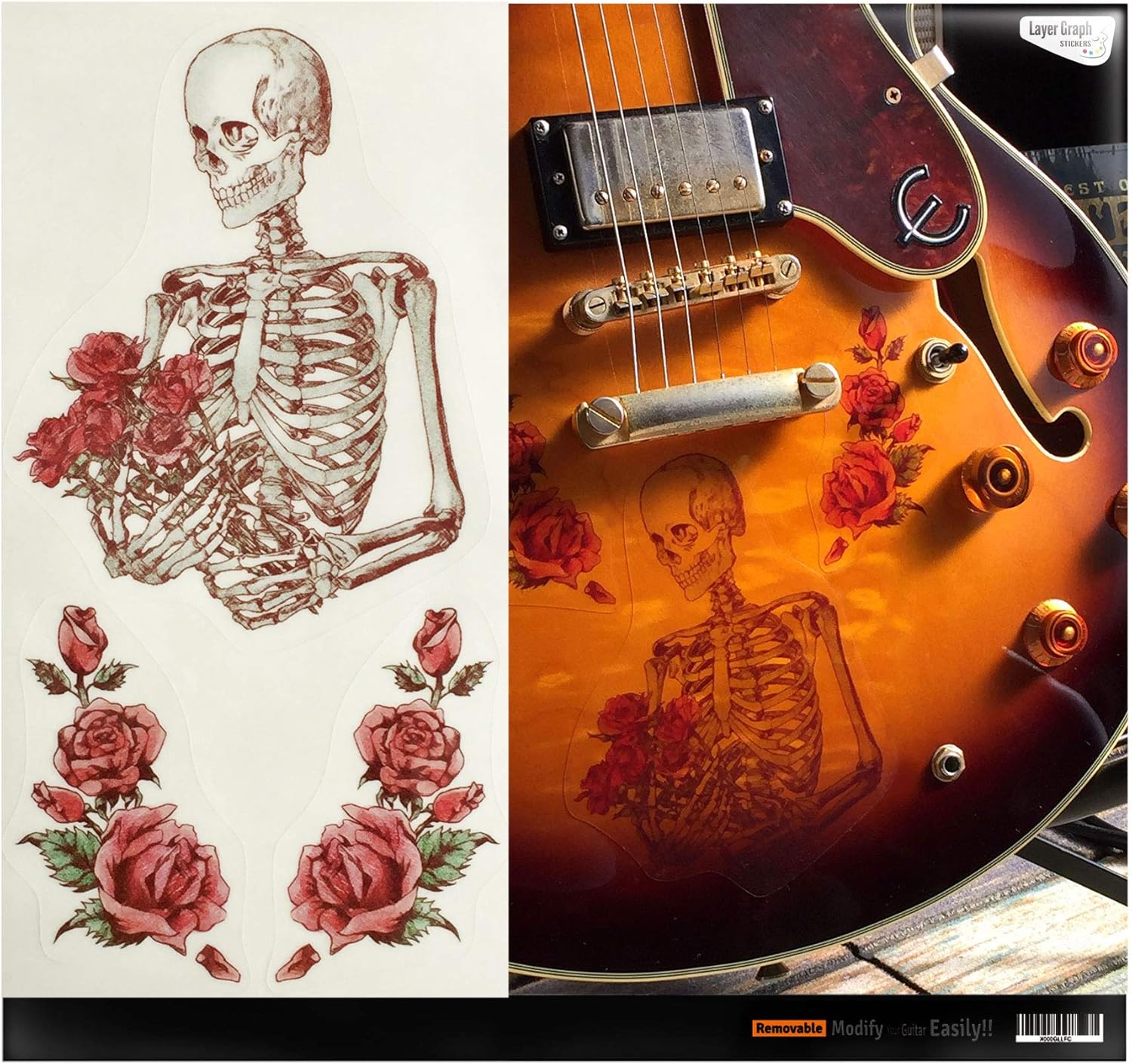 Layer Graph Stickers for Guitar & Bass – Memories In a Bouquet of Roses ...