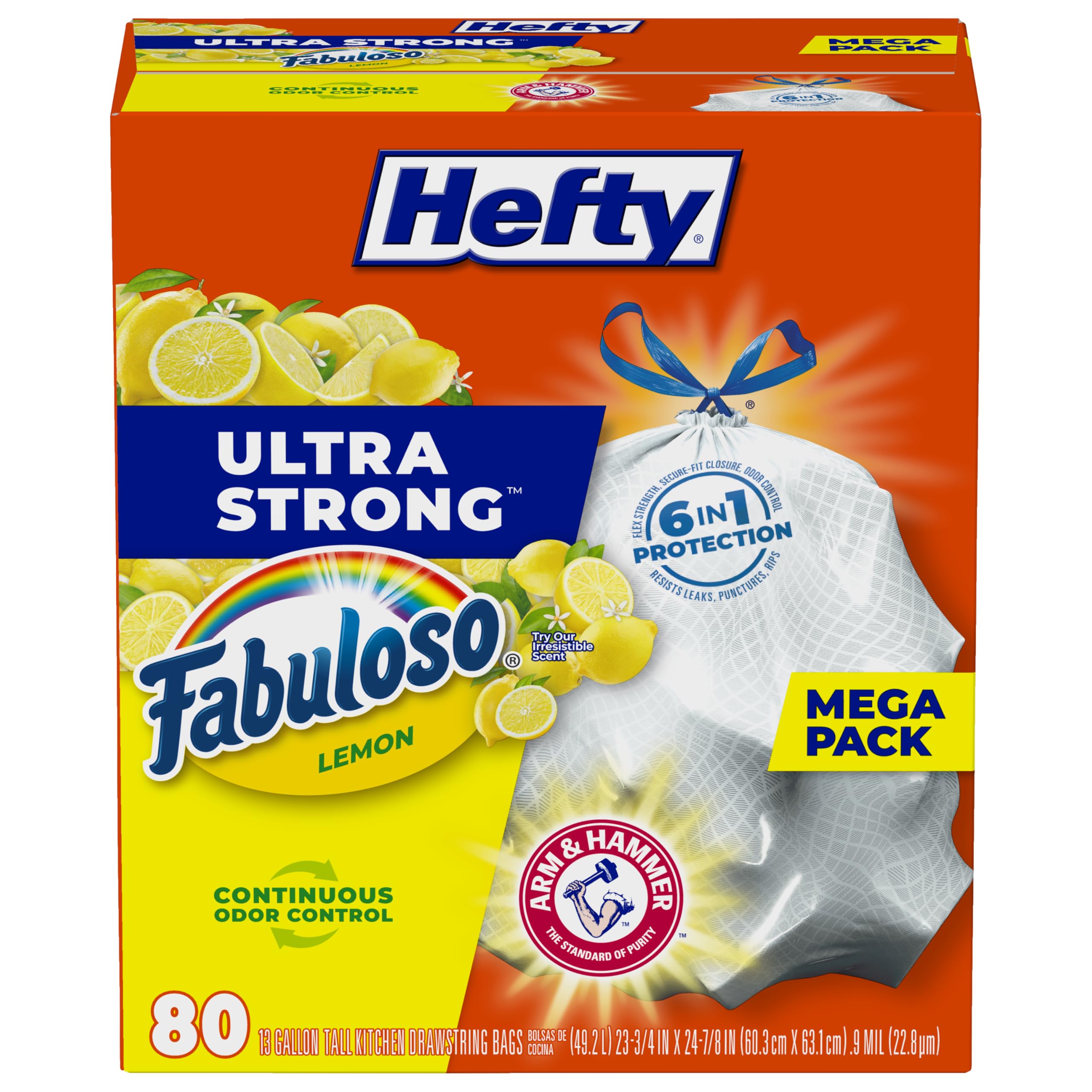 Hefty Ultra Strong 13 Gallon Trash Bags, Tall Kitchen Trash Bags 13 ...