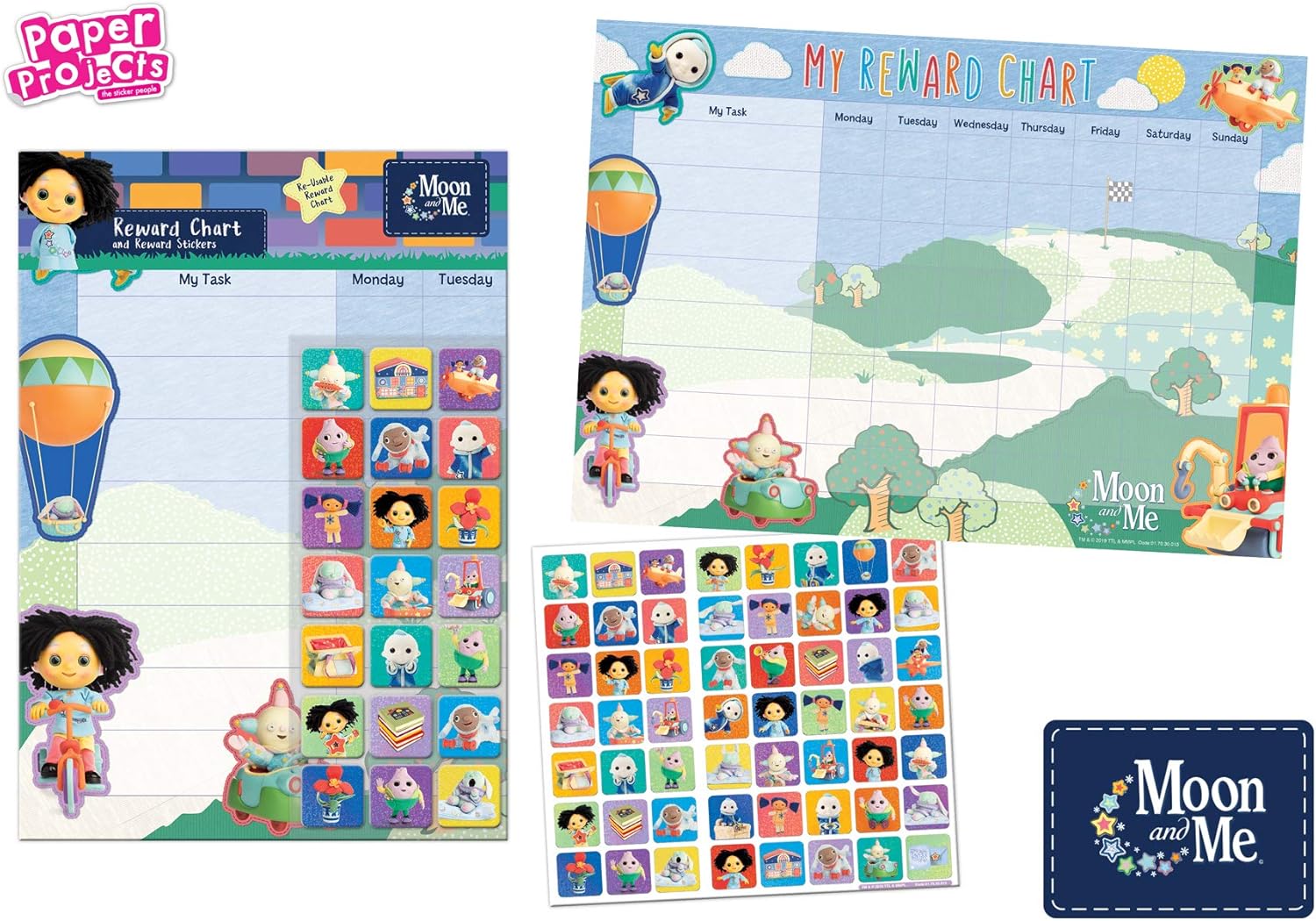 Paper Projects 01.70.30.013 Moon and Me Reward Chart and Stickers ...