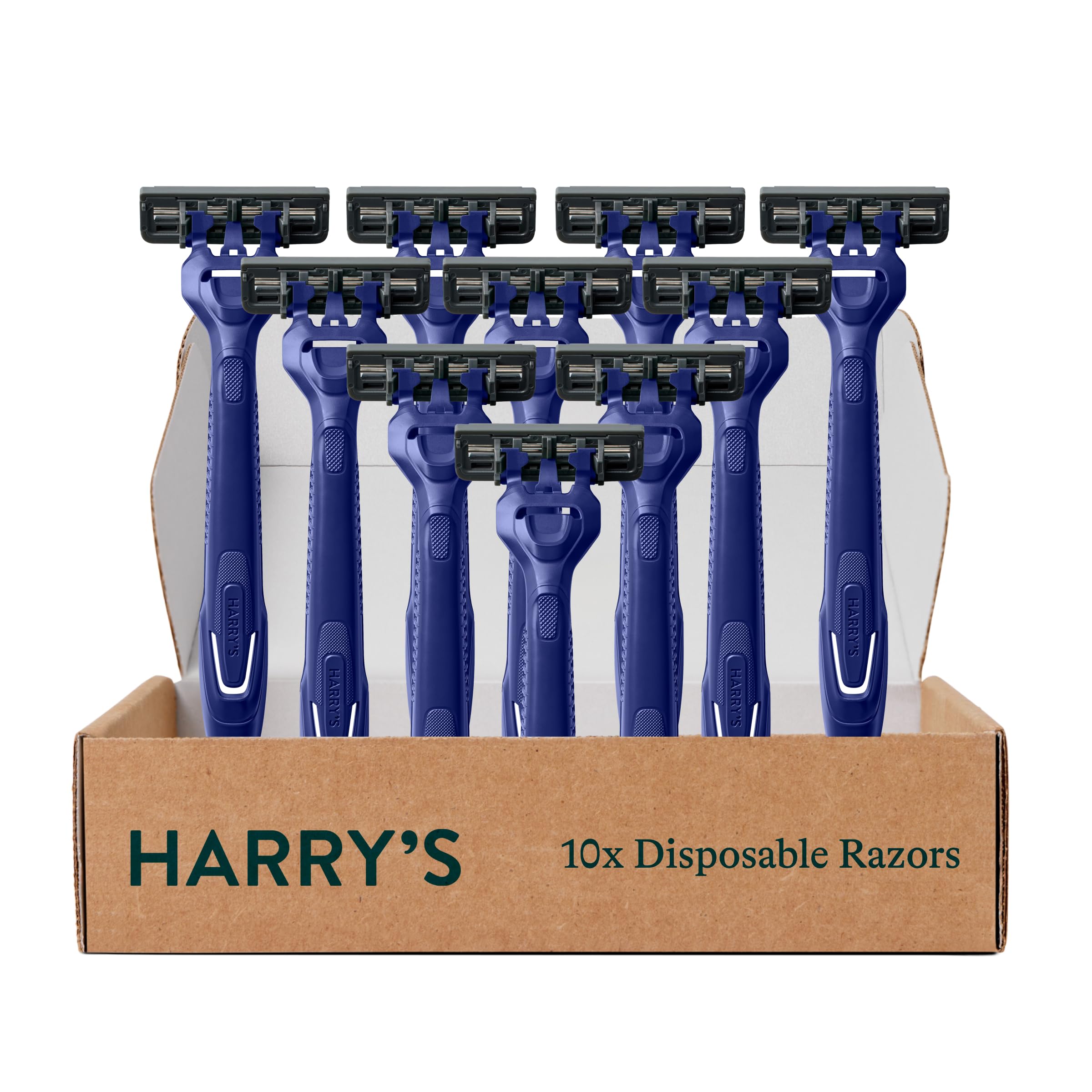 Harry's Men's Disposable Razors, 3-Blade Razors with Lubricating Strip and Pivoting Head, 10 ...