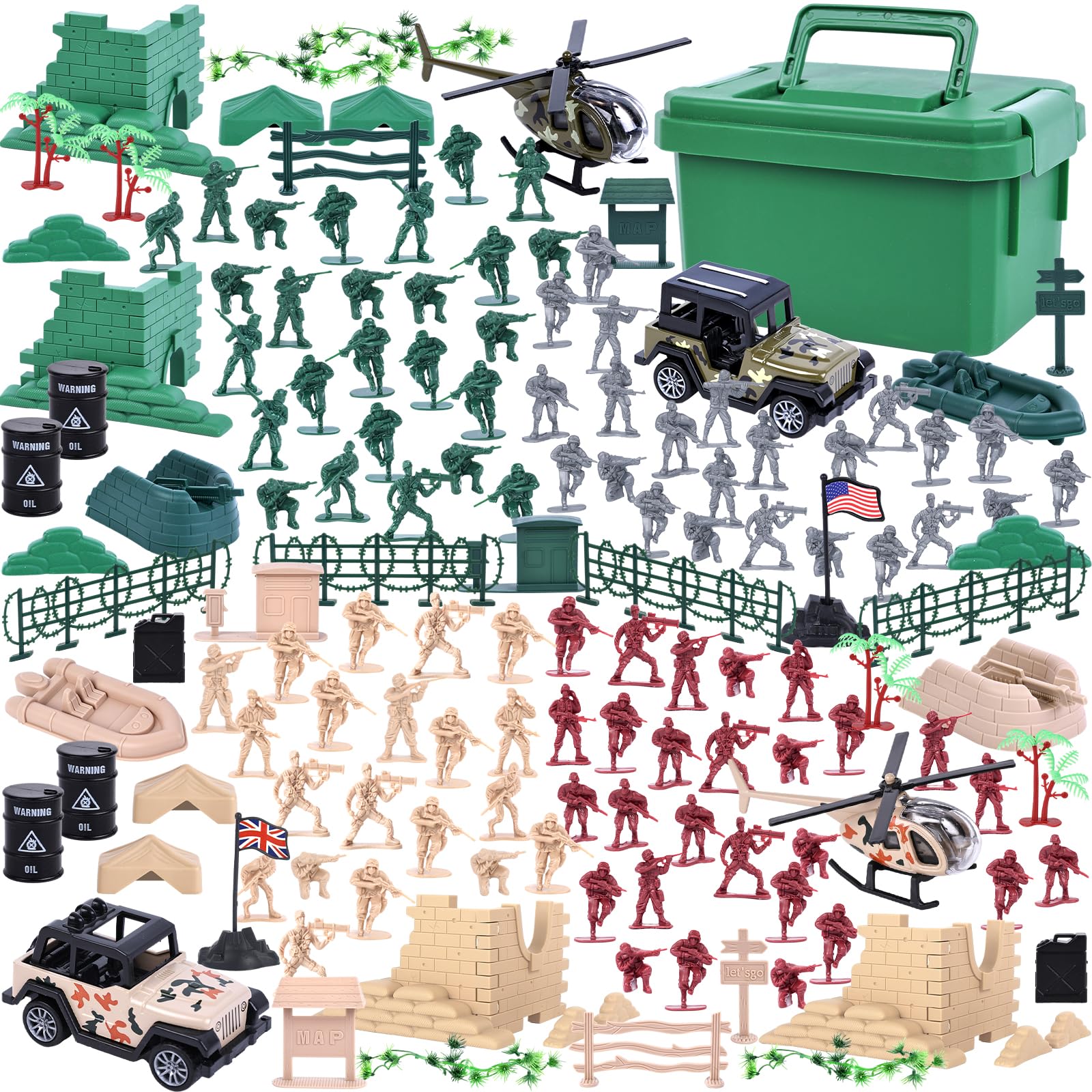 3 otters 115PCS Military Soldier Set, Army Men Playset Army Toys with ...