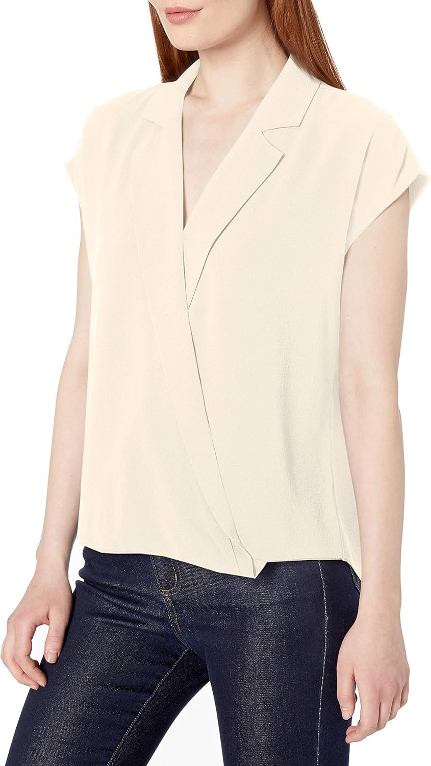 Vince Camuto Women's Extend Shoulder Notched Collar Blouse: Amazon.co ...
