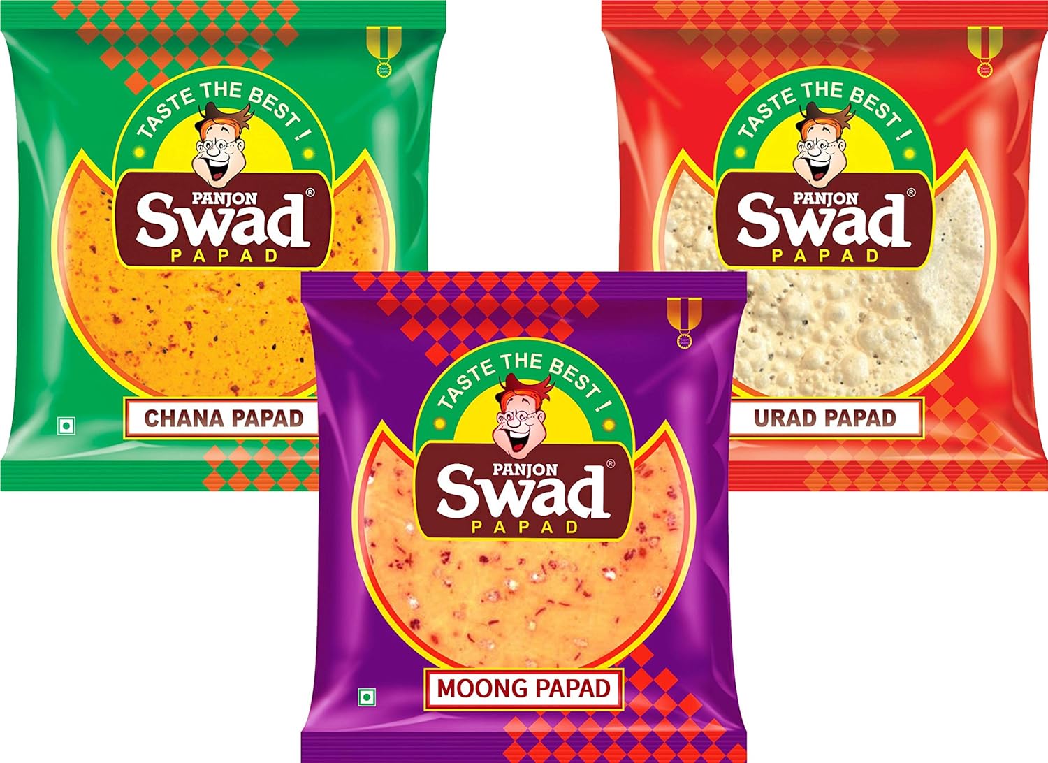 Amazon.com: Swad Papad Urad Moong Chana Special Papad 3 Packs (Medium ...