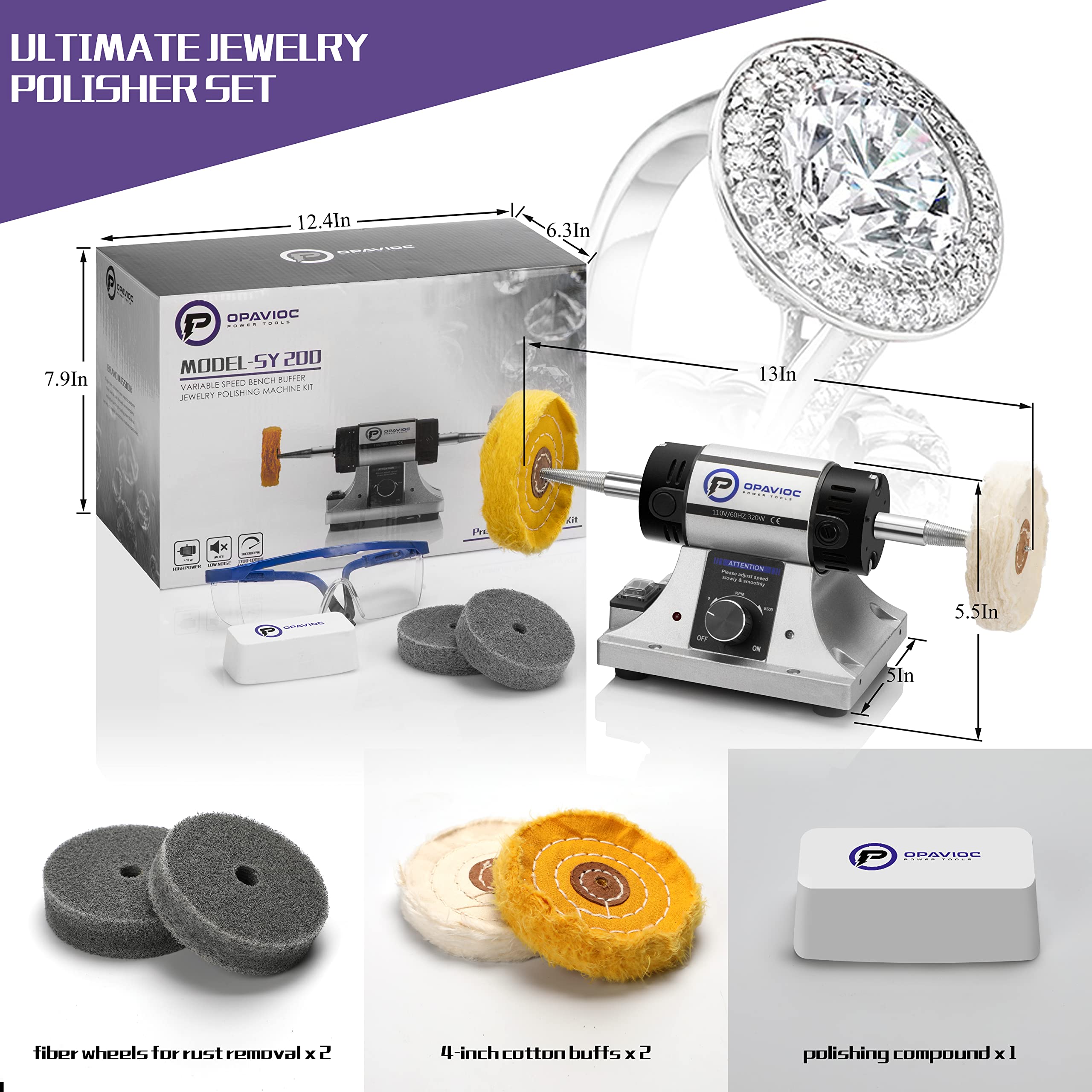 Mua OPAVIOC Jewelry Polisher - Adjustable Variable Speed Bench Grinder ...