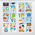 Amazon.com : 12 Sheets Back to School Window Clings School Day Reusable ...