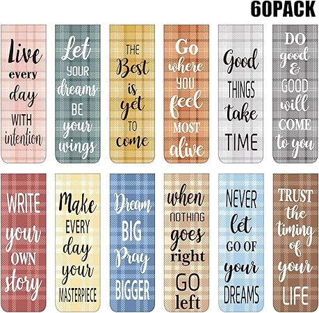 60 Pieces Inspirational Magnetic Bookmarks Motivational Bookmarks ...