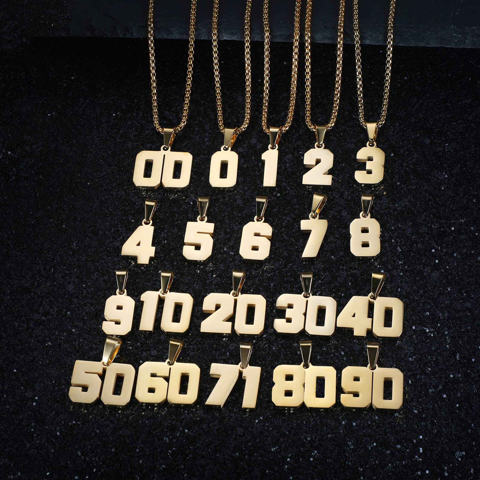 Number Pendant Custom Number Necklace - Stainless Steel 00-99 Sports ...