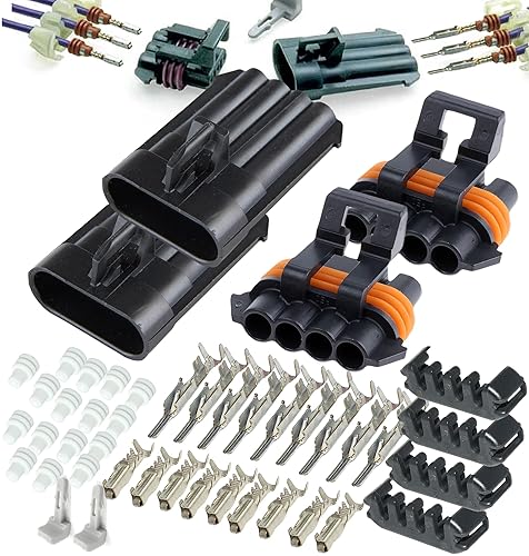 2-Pack (4-Way) Connector Metri-Pack 150 Series Sealed (4-PIN) 16 V & 14 ...