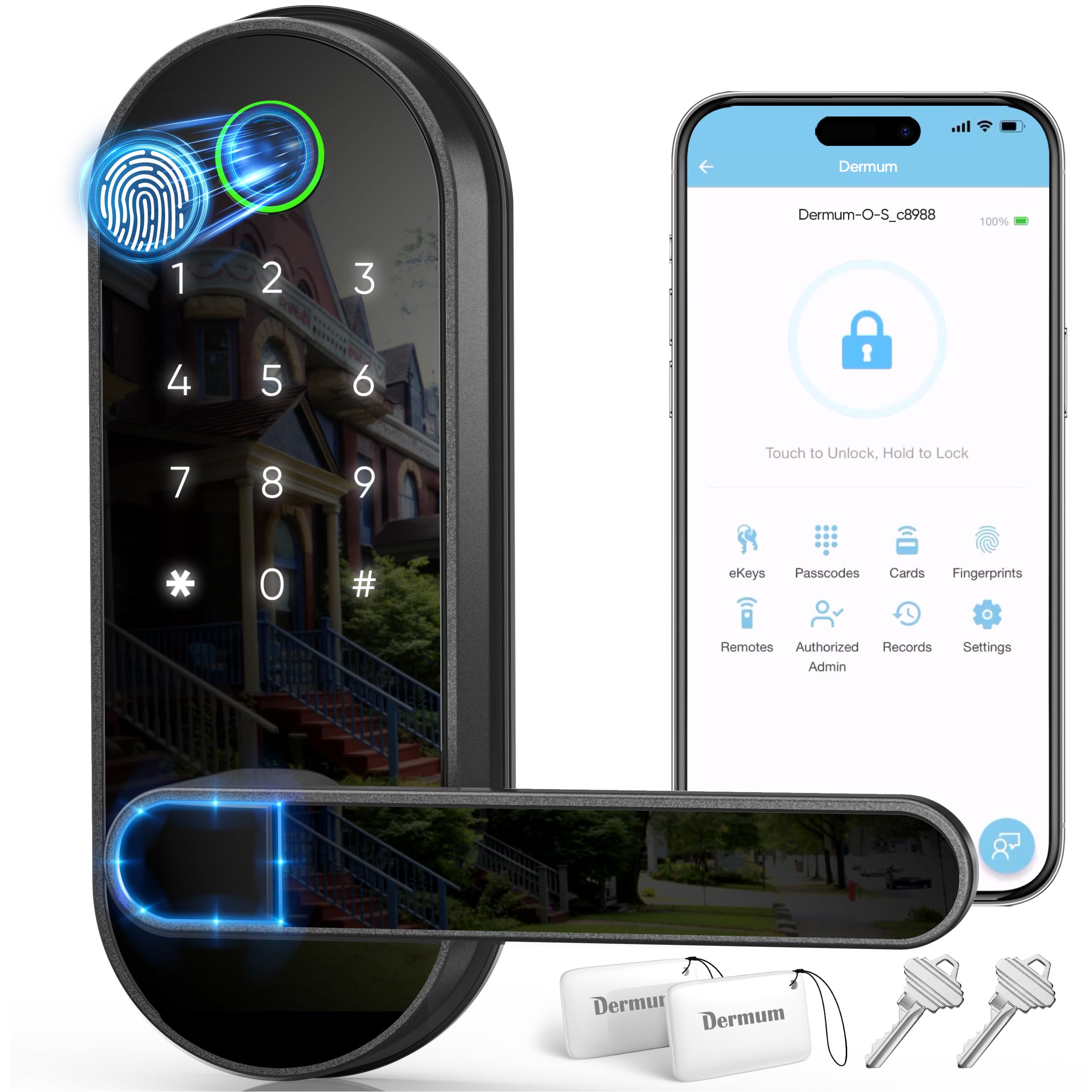 Mua Keyless Entry Fingerprint Digital Smart Lock with Handle & Keypad ...