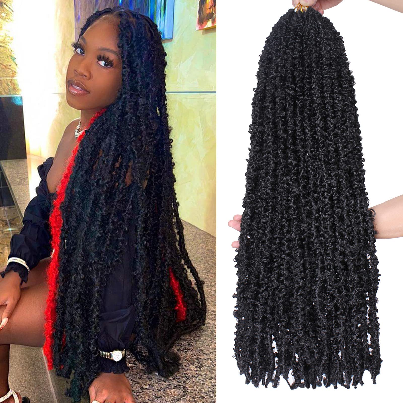 Leeven 30 Inch Long Butterfly Locs Crochet Hair 6 Packs Distressed Locs ...