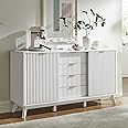 Amazon.com - T4TREAM Fluted Buffet Cabinet, 60" Modern Sideboard with Sliding Doors & 4 Drawers ...