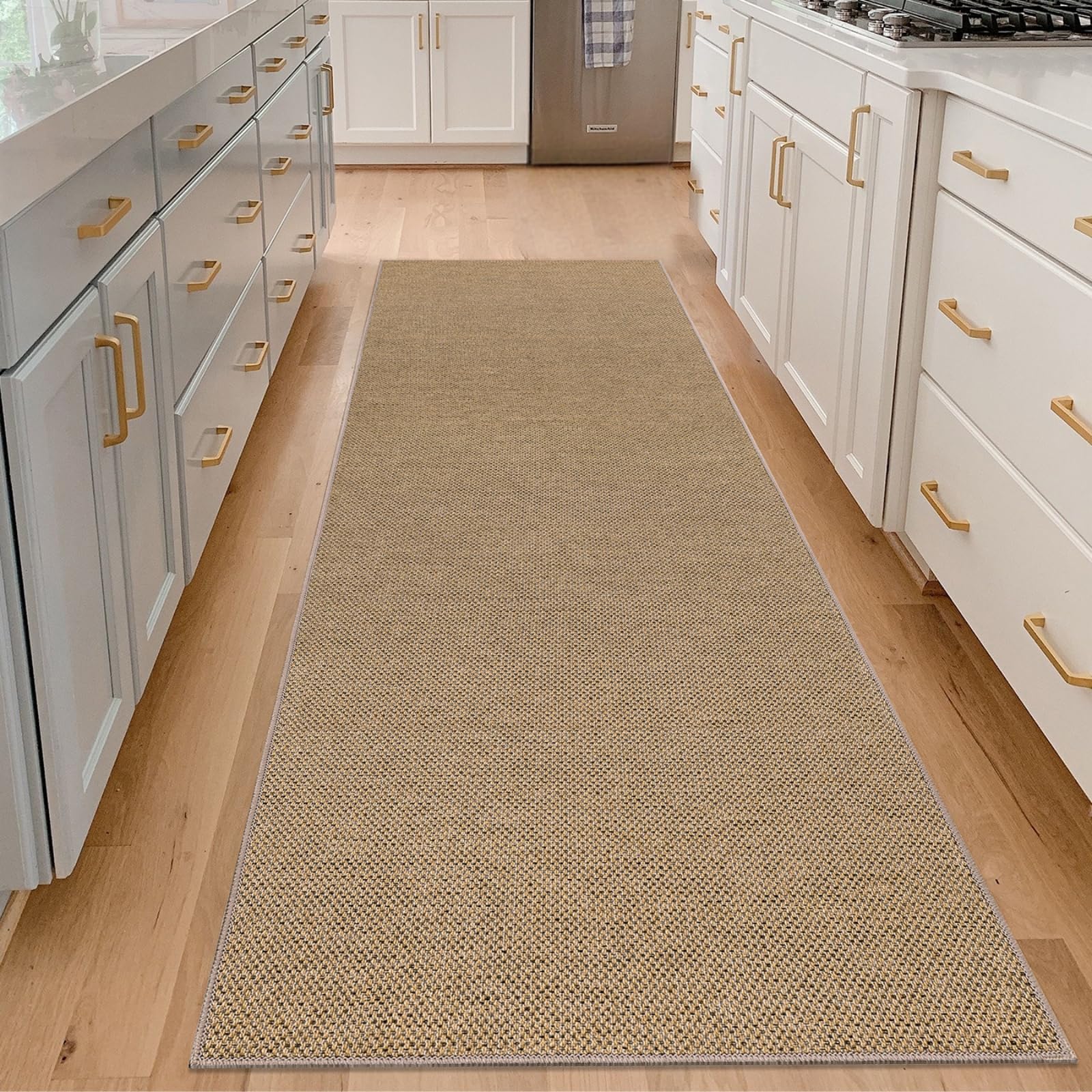 SHACOS Easy Jute 3x10 ft Washable Runner Rug Non Slip Low Pile Thin ...