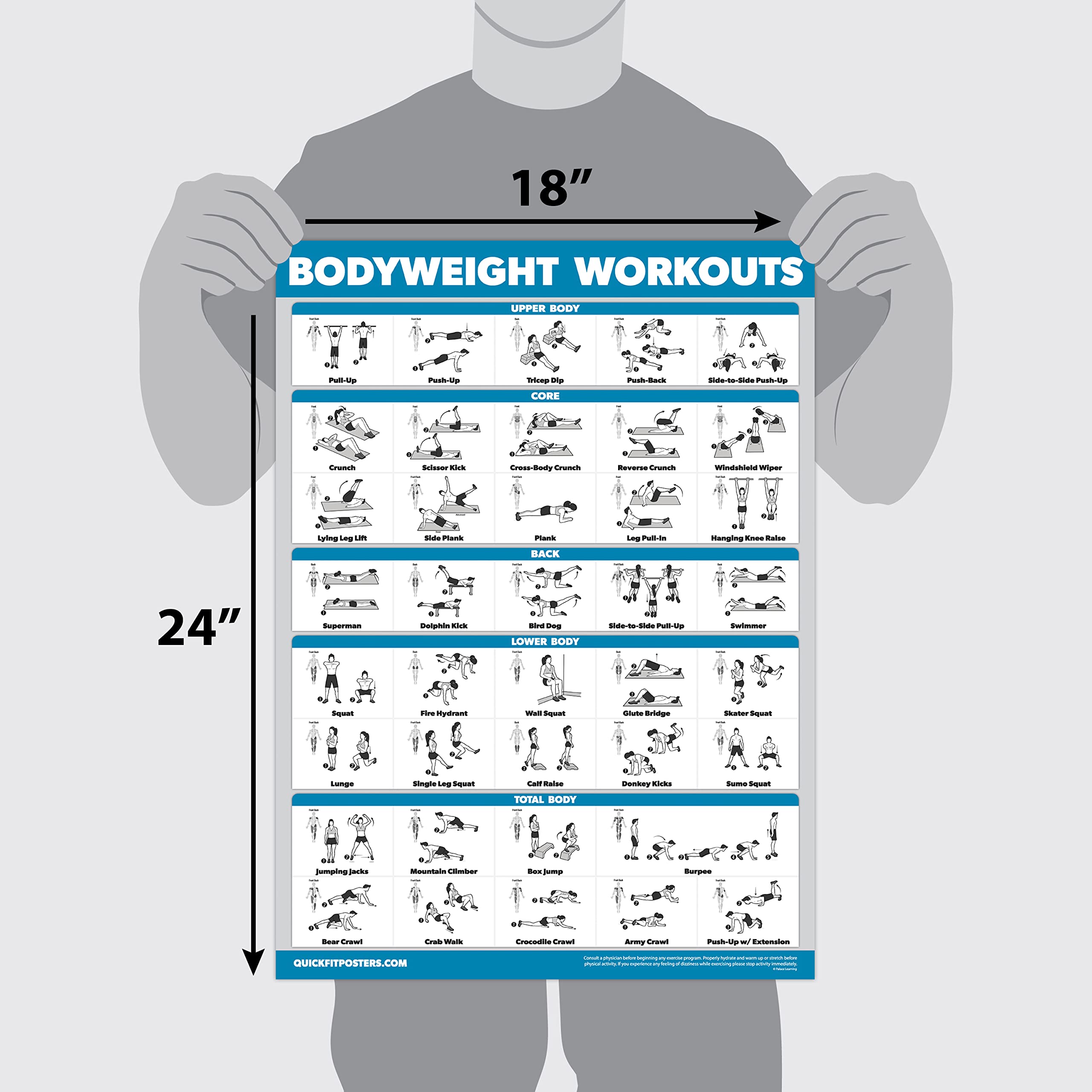 Mua Bodyweight Workout Exercise Poster - Body Weight Workout Chart ...