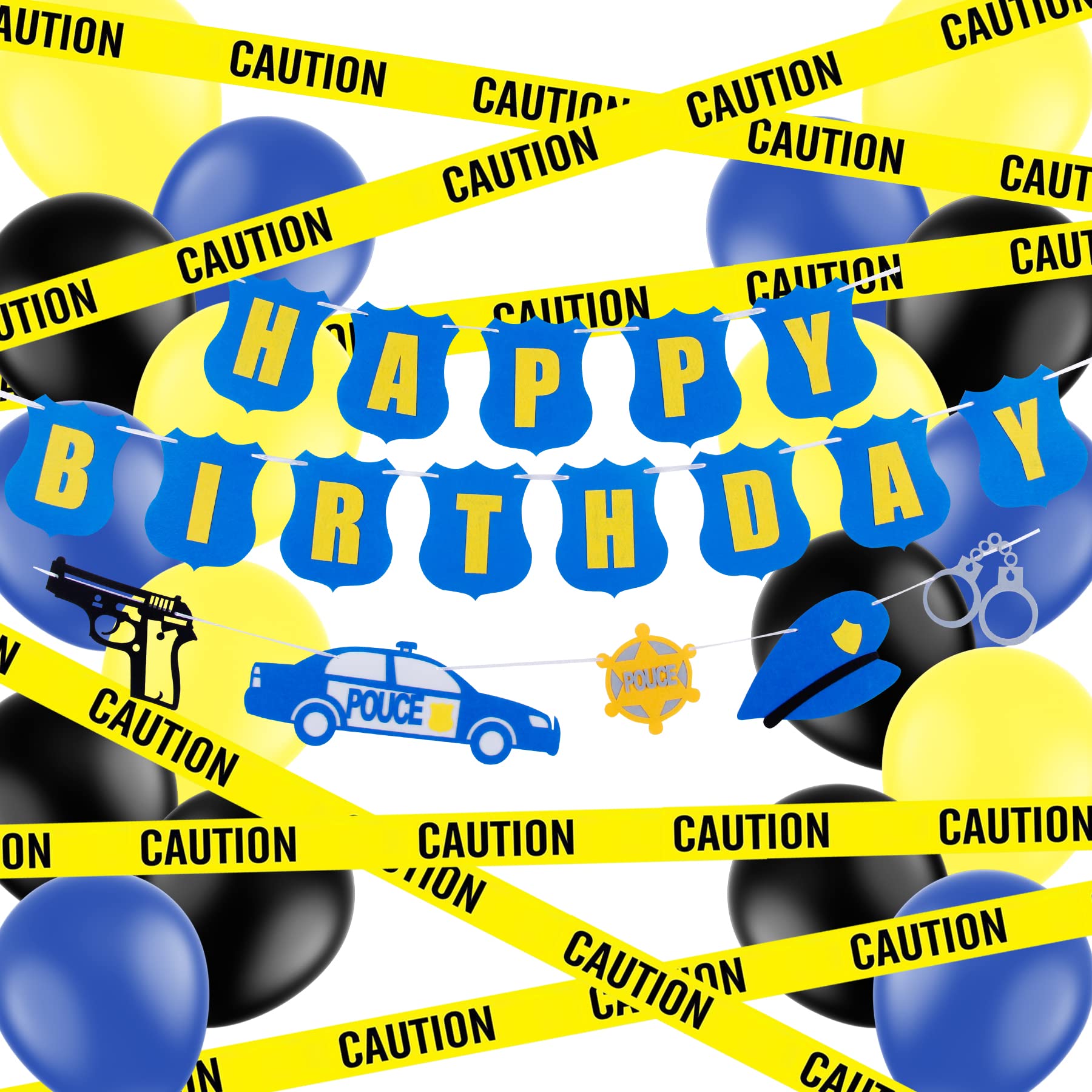 KARAQY Police Party Decorations - Police Birthday Party Supplies for ...