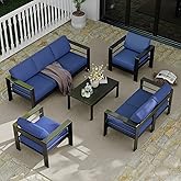 Amazon.com: 5 Seats Aluminum Patio Furniture Set, 4 PCS Outdoor Sectional Conversation Set With ...