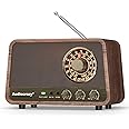 Amazon.com: Audiocrazy AM FM Radio Retro Table Top Radio with Bluetooth ...