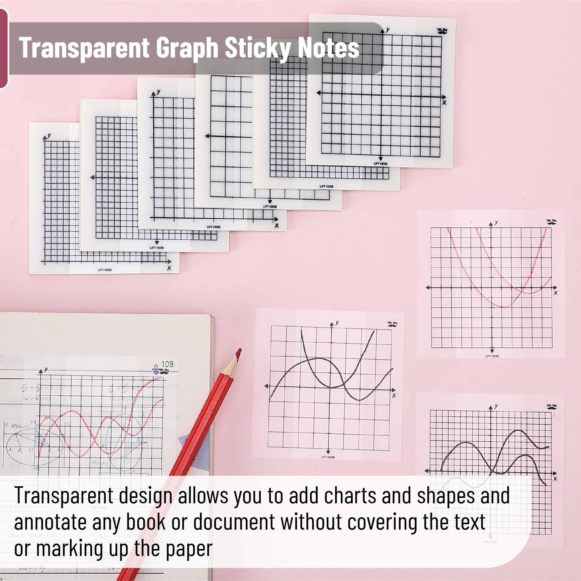 Mua Mr. Pen- Transparent Graph Paper Sticky Notes, 300 Sheets, 3x3 Inch ...