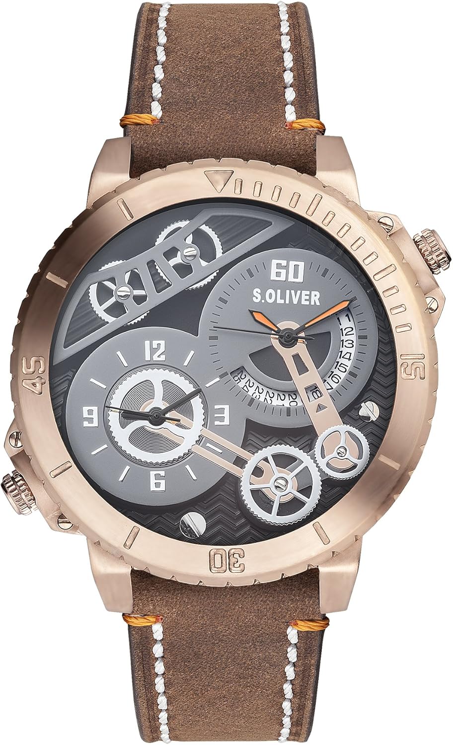 s.Oliver Men's Watch Analogue XL Leather Strap-So 2949–LQ: Amazon.co.uk ...