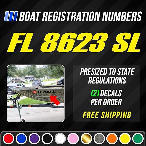 Amazon.com: Boat Registration Hull Numbers Vinyl Decal Sticker Set ...