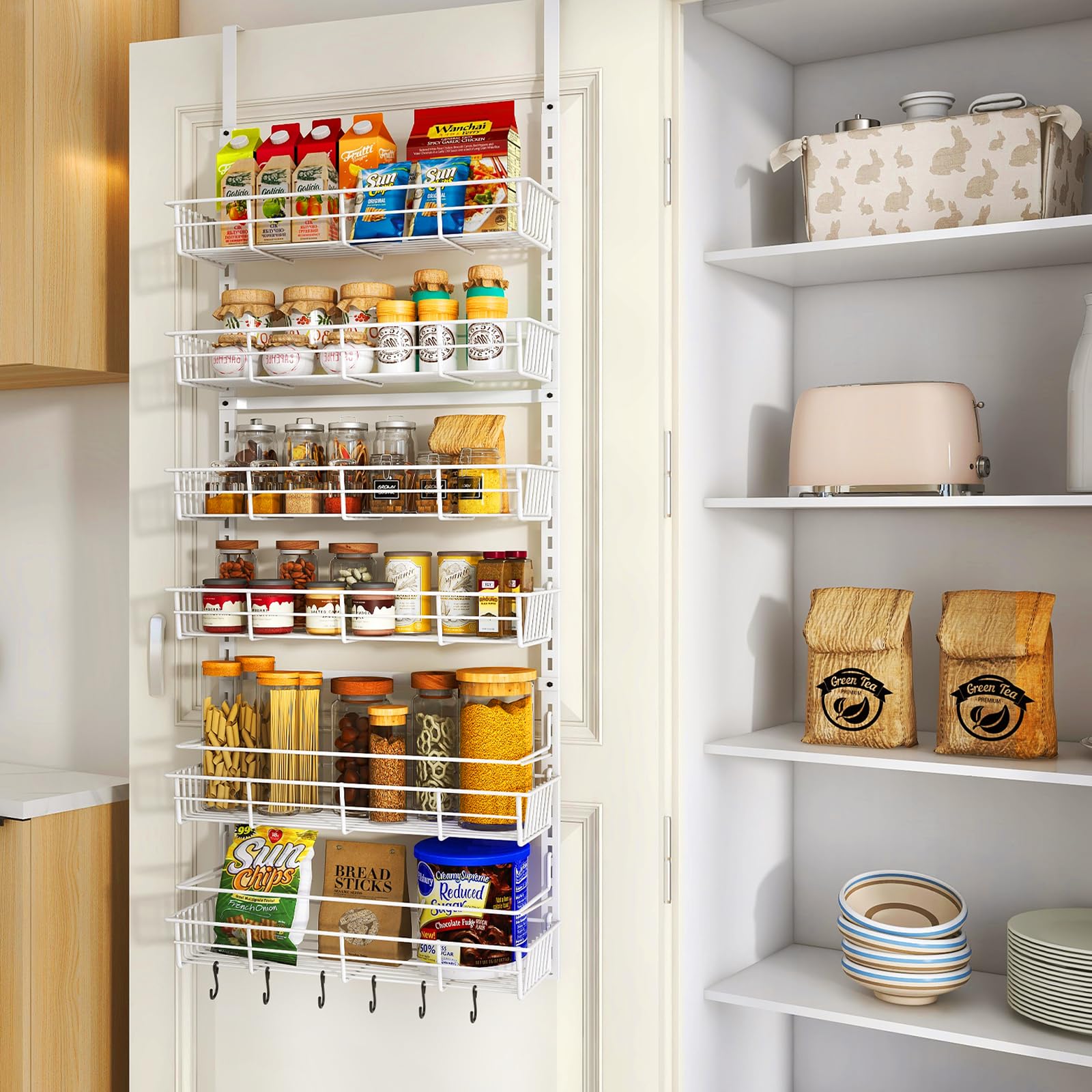 Mefirt Over The Door Pantry Organizer, Wall Mount Spice Rack, Pantry ...