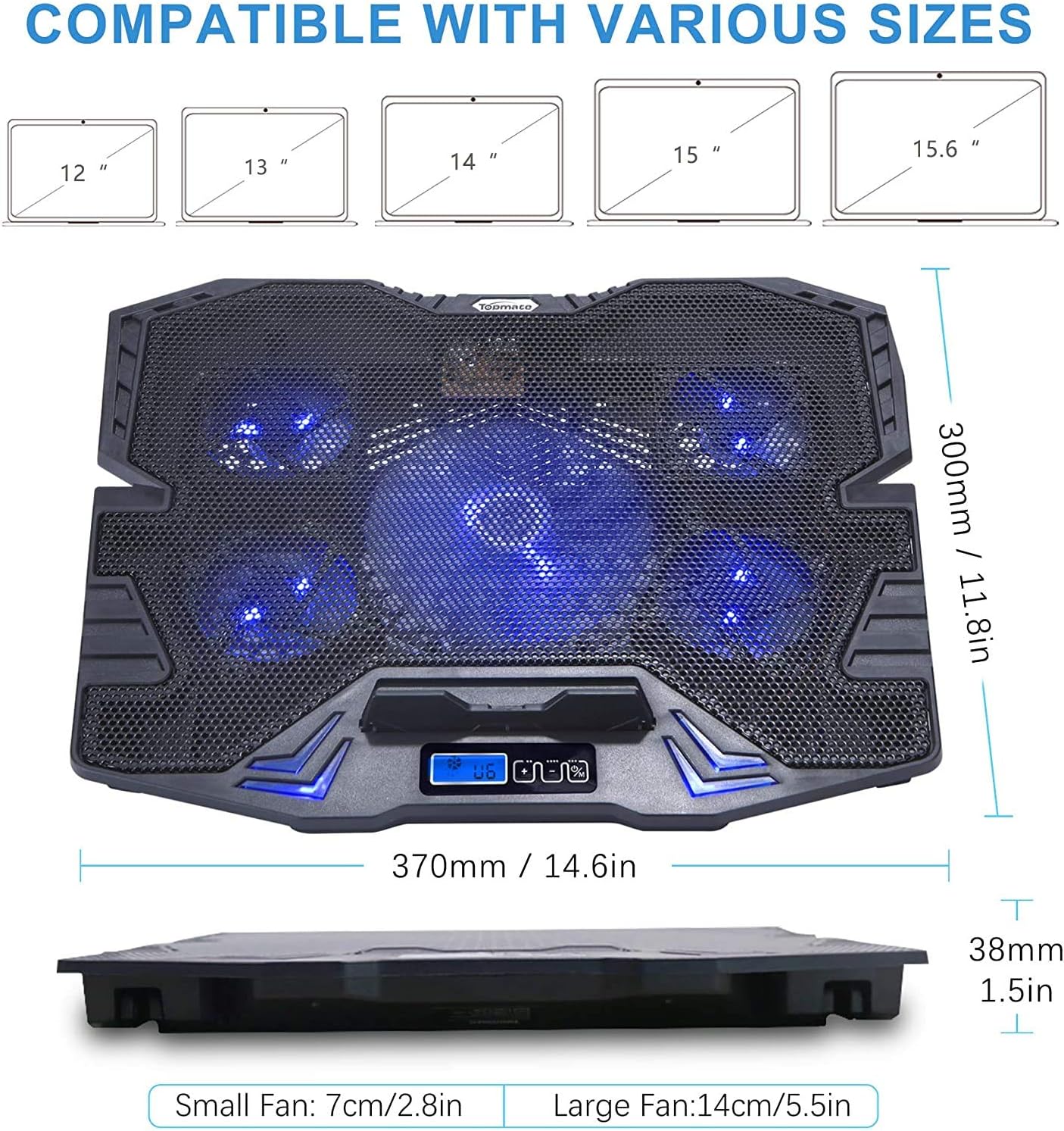 TopMate C5 Laptop Cooling Pad Gaming Notebook Cooler, Laptop Fan ...