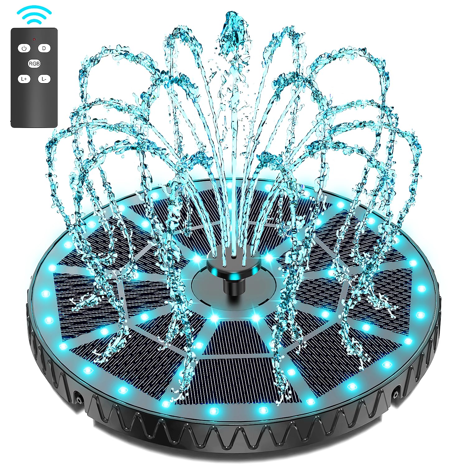 Yzert Remote Solar Fountain with Fantastic Colorful Lights, 2025 Solar ...