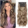 Amazon.com : 20 Inches Brown Hair Extensions, 4Pcs Synthetic Clip in ...