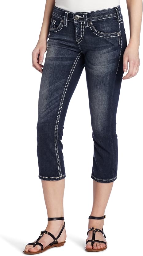 Amazon.com: Silver Jeans Women's Aiko Denim Capri: Clothing
