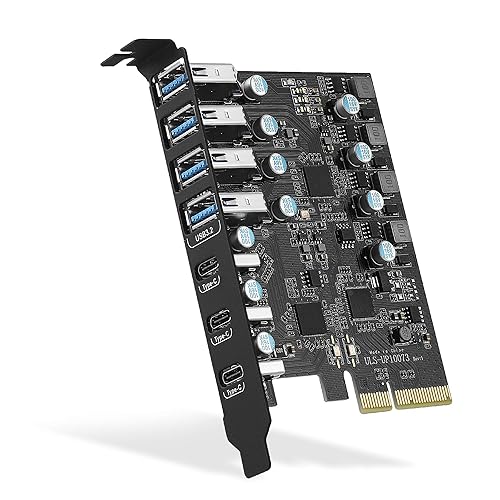 FANBLACK PCIe to USB 3.2 Gen 2 Card with 20 Gbps Bandwidth 7 USB Ports ...